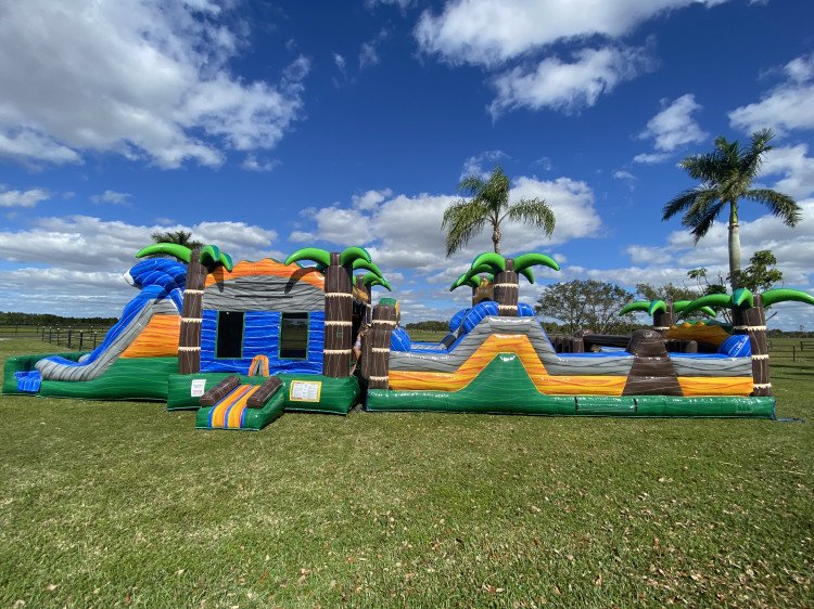 MASSIVE 65' Monsoon Madness Obstacle Course - High Rise Party Rentals