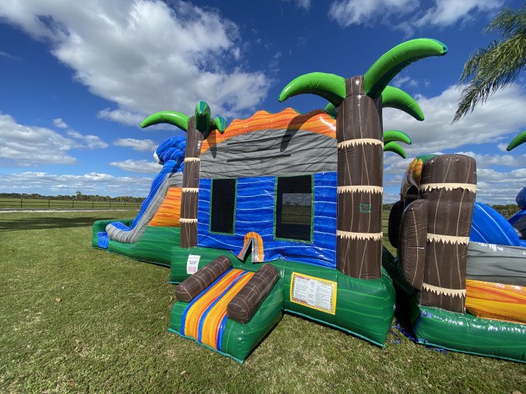 MASSIVE 65' Monsoon Madness Obstacle Course - High Rise Party Rentals